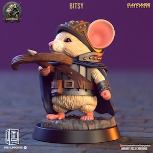 Gutsy, the Nimble Mouse Knight Miniature | Mice Rogue Miniature | for D ...