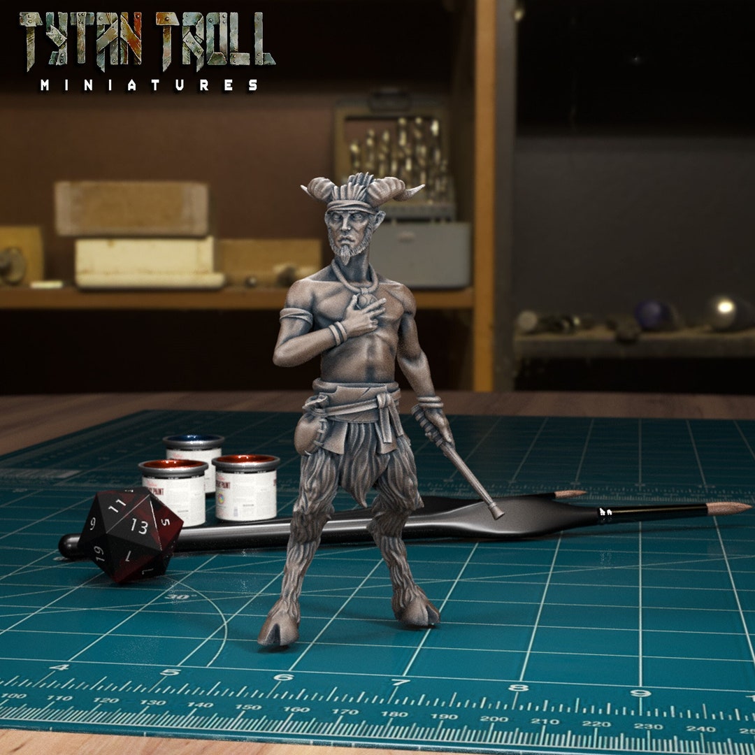Faun Mage Miniature Satyr Druid Sorcerer Figure Woodland Beings for D&D ...