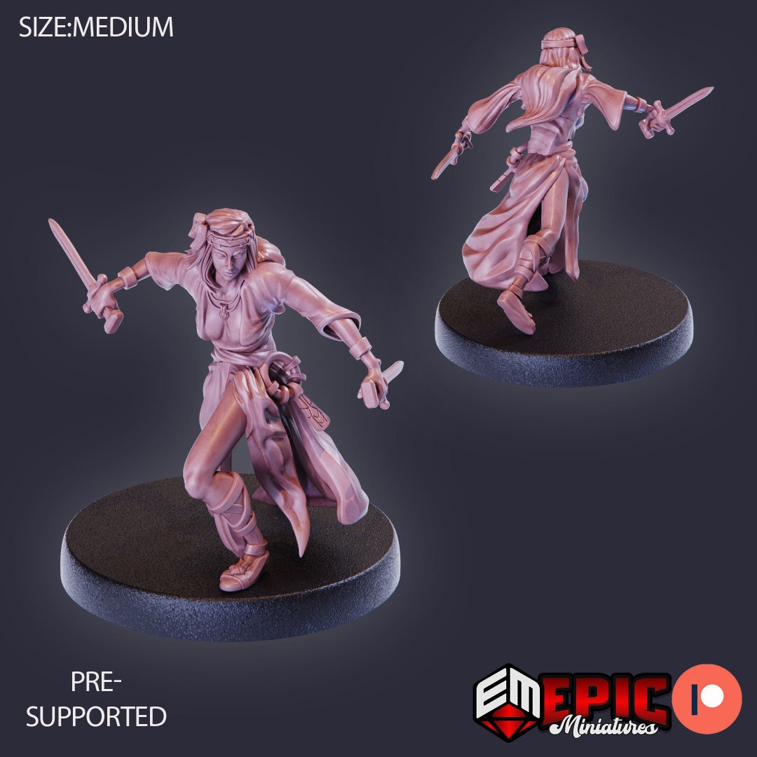 Female Rogue With Two Swords Miniature Female Rogue With Two Swords for ...