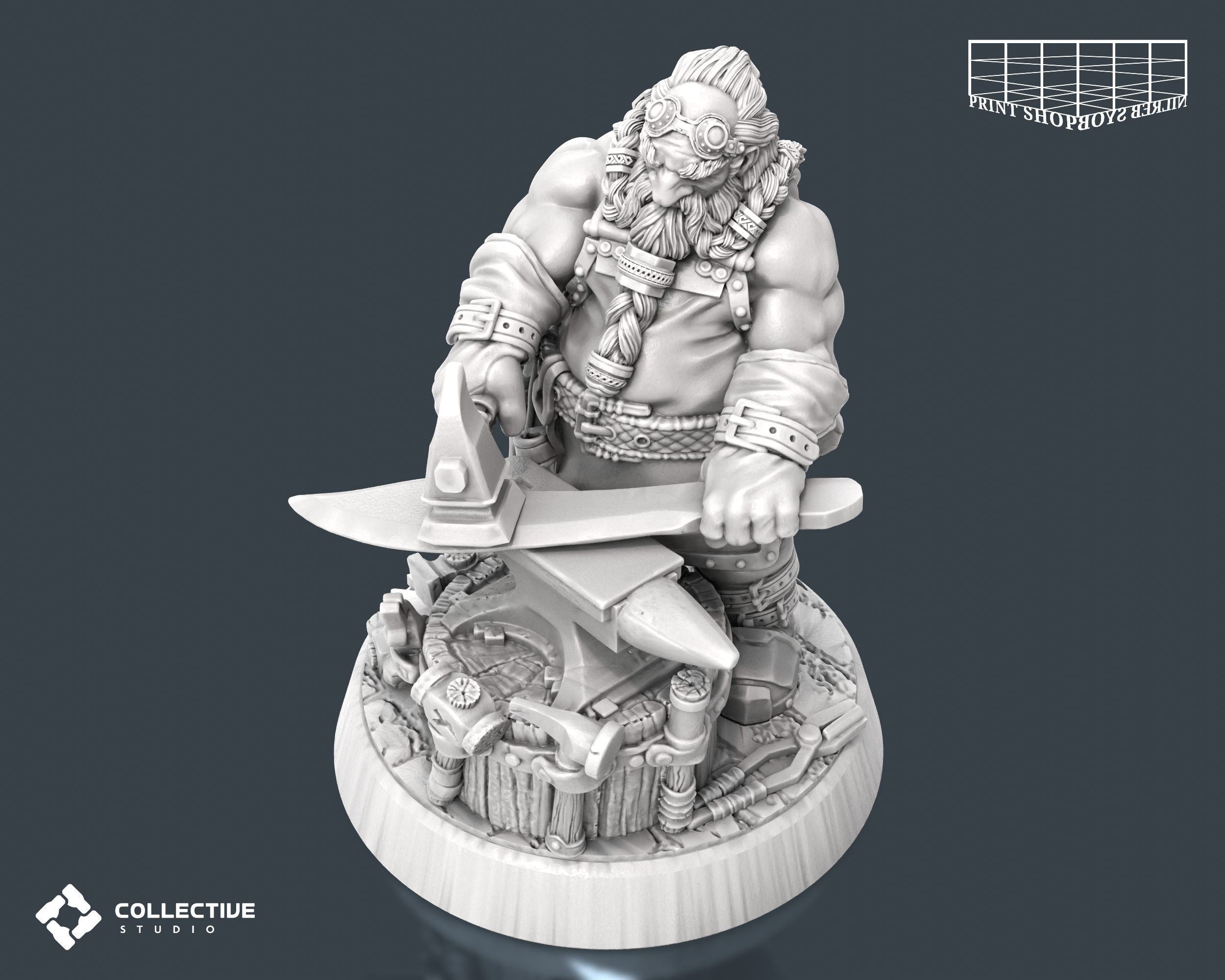 Dwarf Weaponsmith Miniature | Dwarven Blacksmith Figure | Townsfolk ...