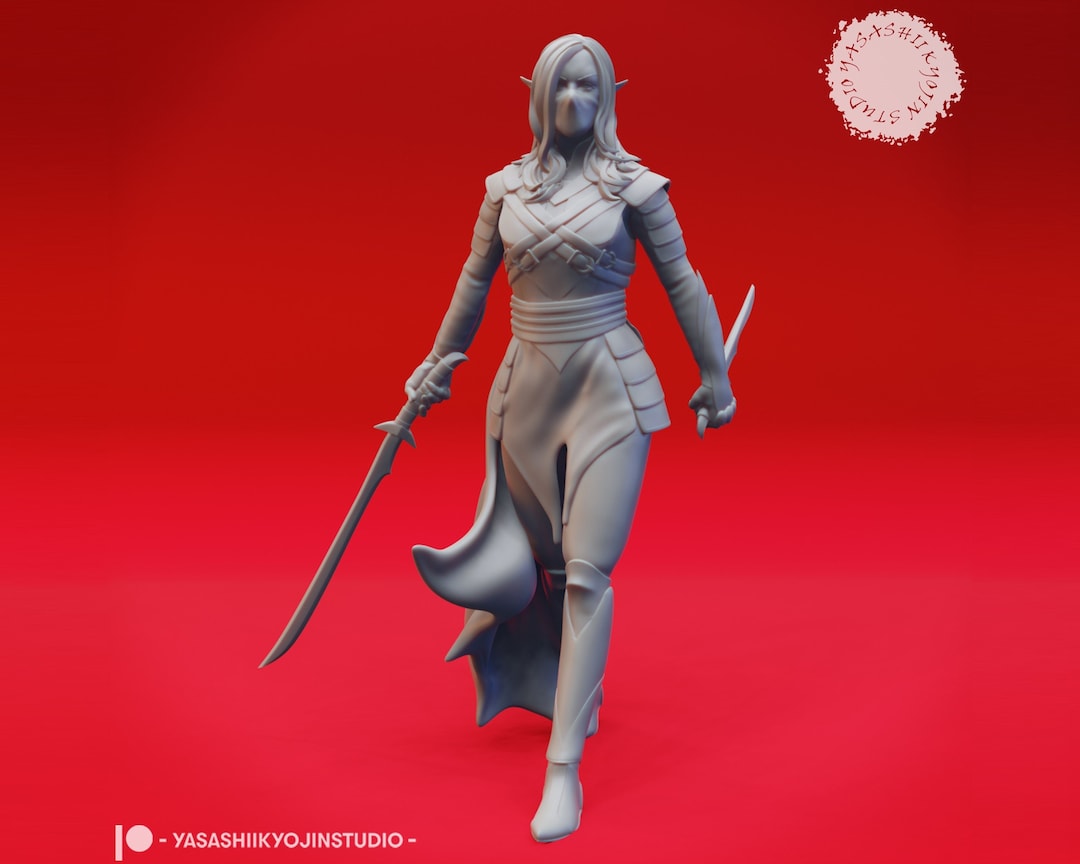 Dark Elf Rogue Miniature | Female Dark Elf Assassin Miniature | for D&D ...