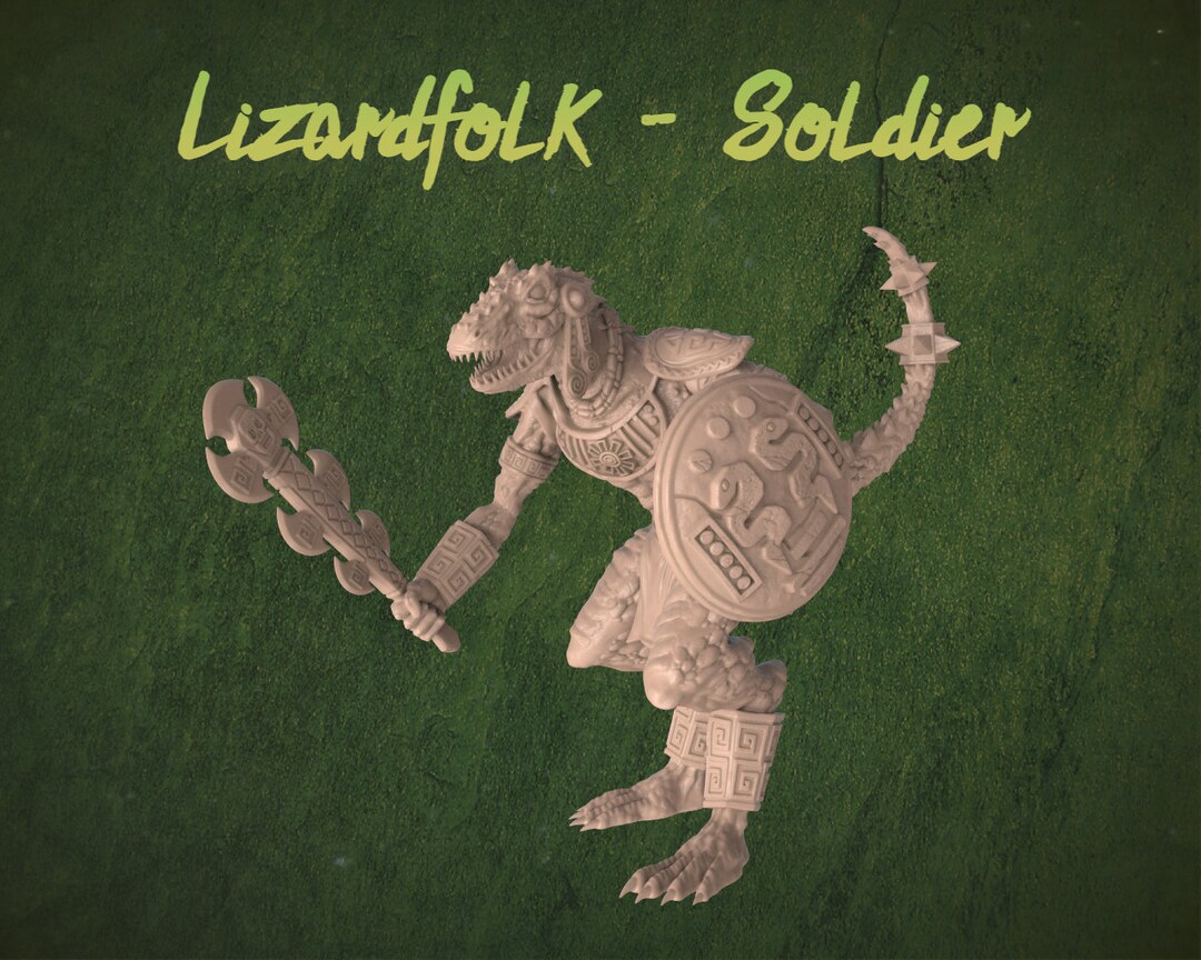 Lizardman Soldier Miniature Lizardfolk Soldier Miniature for D&D 5e, Pathfinder and Other Rpg's ...