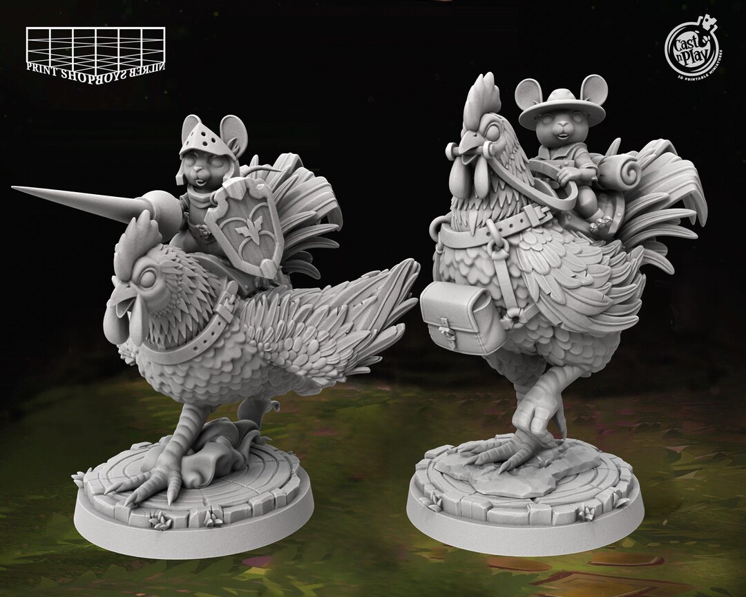 Mouse Rider Miniature Set | Mice Rooster Rider Figure Pack | Animal ...