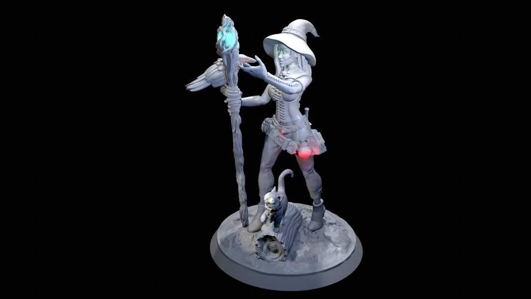 Witch With Raven Miniature Female Warlock Companion Miniature for D&D ...