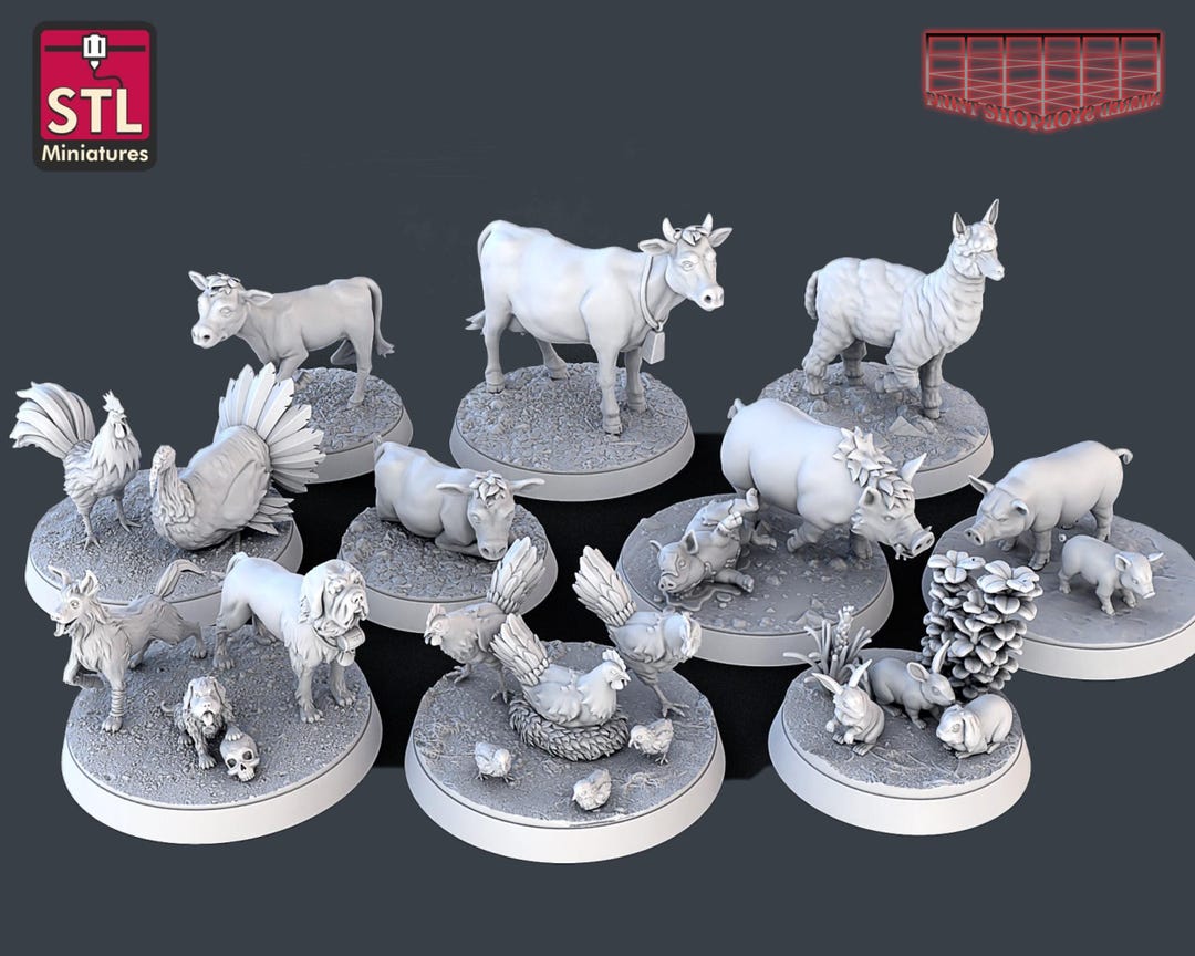 Large Farm Animals Miniature Set Familiar Farm Animals Figure Pack ...