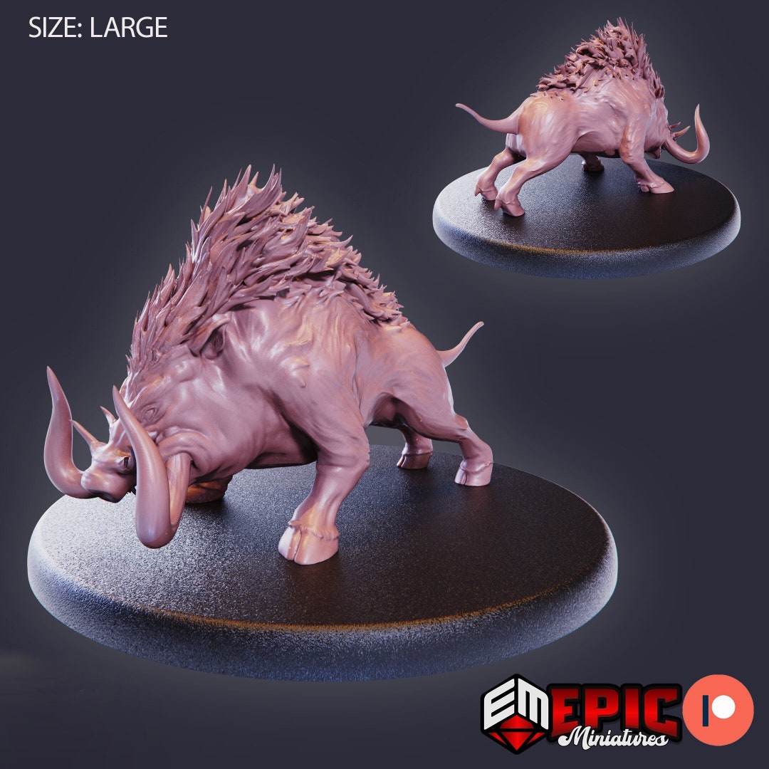 Wild Boar Miniature Attacking Boar Miniature for D&D 5e, Pathfinder and ...