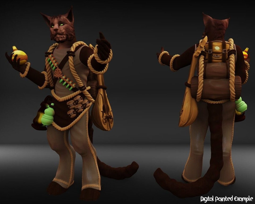 Catfolk Bard Miniature Catfolk Bard Miniature Heroic Character Tabletop ...