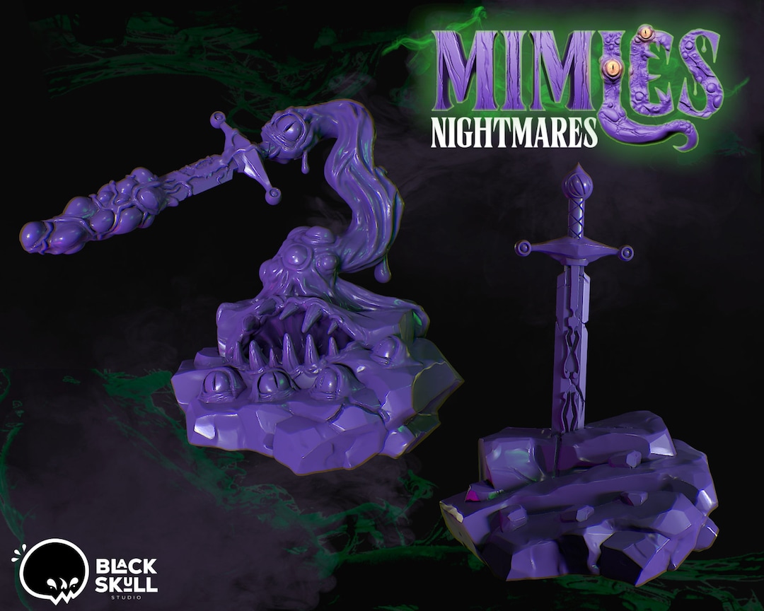 Mimic Sword in Stone Miniature Mimic Sword Set Miniature for D&D 5e ...