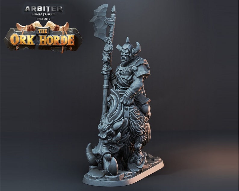 Orc Captain Miniature | Orc With Mount Miniature | for D&D 5e ...