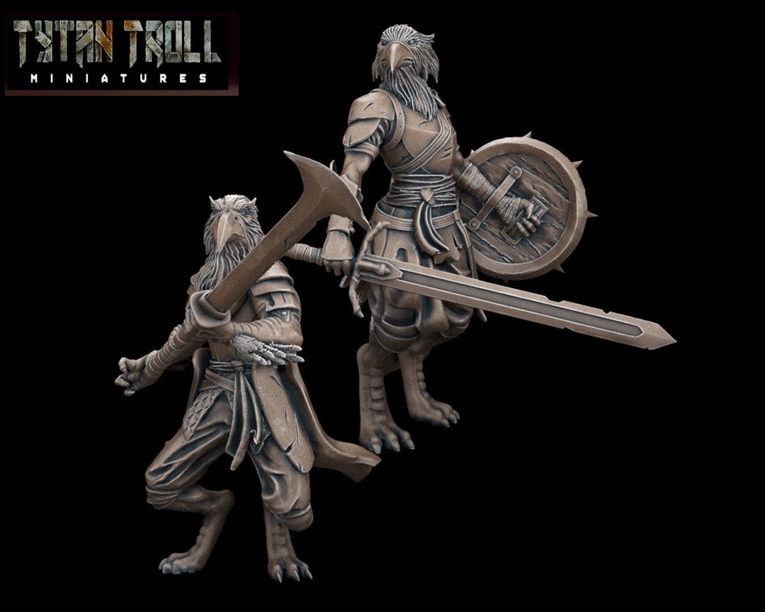 Bird Folk Fighters Miniature Set Ravenfolk Fighter Miniature Pack for D ...