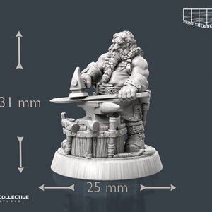 Dwarf Weaponsmith Miniature | Dwarven Blacksmith Figure | Townsfolk ...