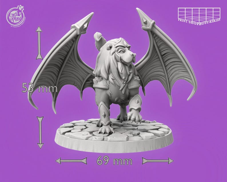Winged Lion Paladin Miniature Set | Armored Manticore Figure Pack ...
