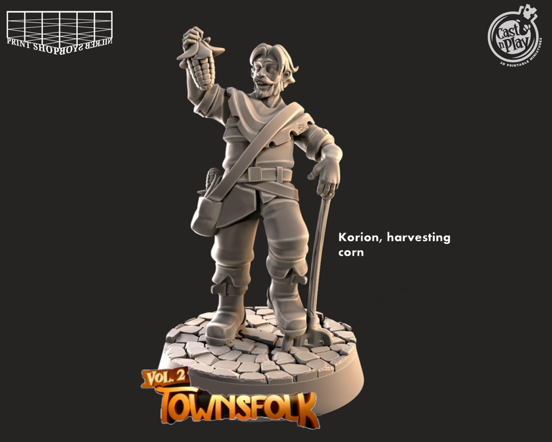 Corn Farmer With Fork Miniature Human Corn Harvest Seller Figure NPC ...