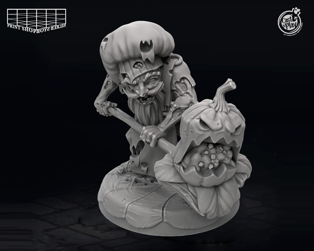 Zombie Pizza Baker Miniature Undead Pumpkin Cook Figure Halloween ...