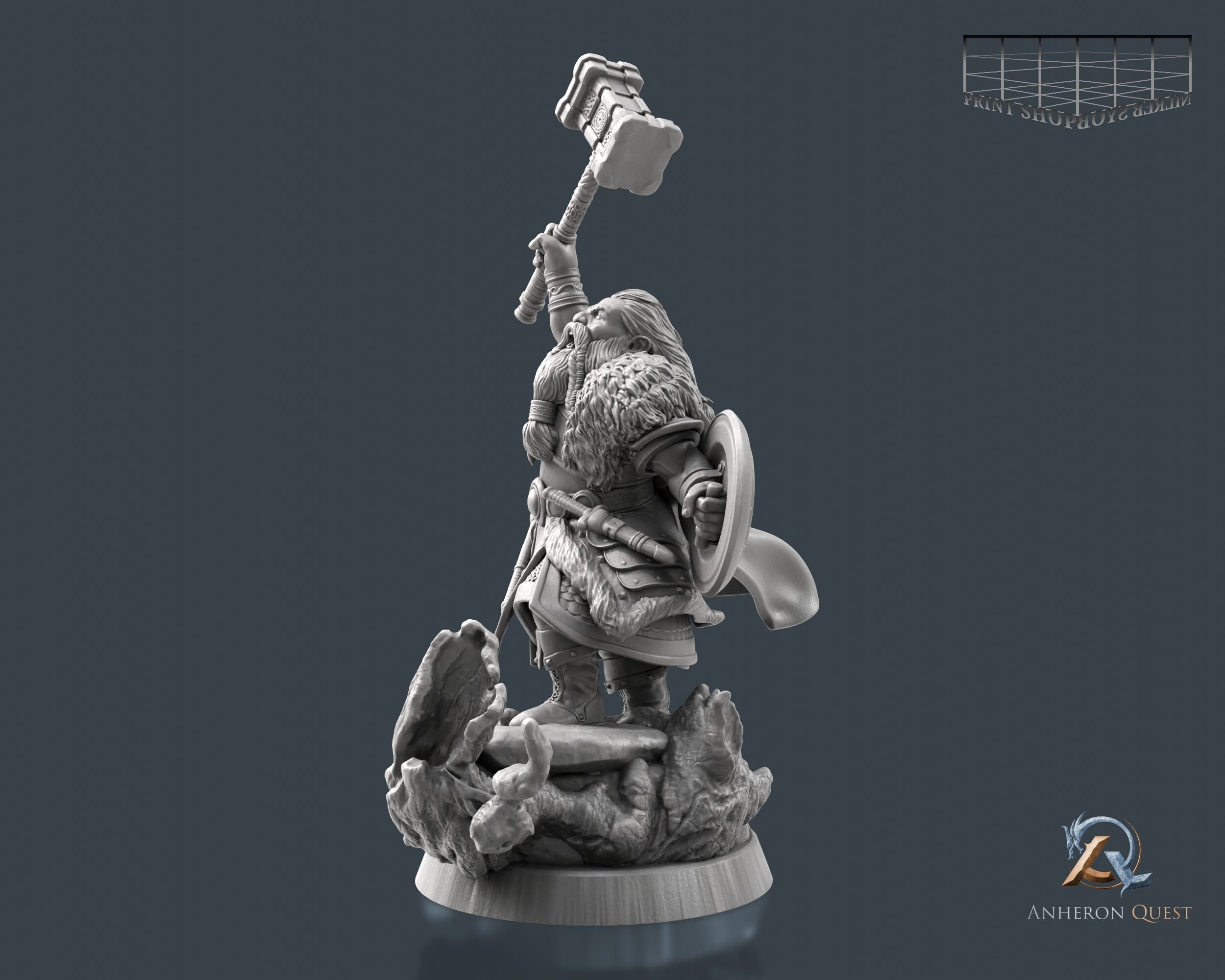 Dwarf Warrior With Hammer Miniature | Dwarf Thunder Cleric Miniature ...