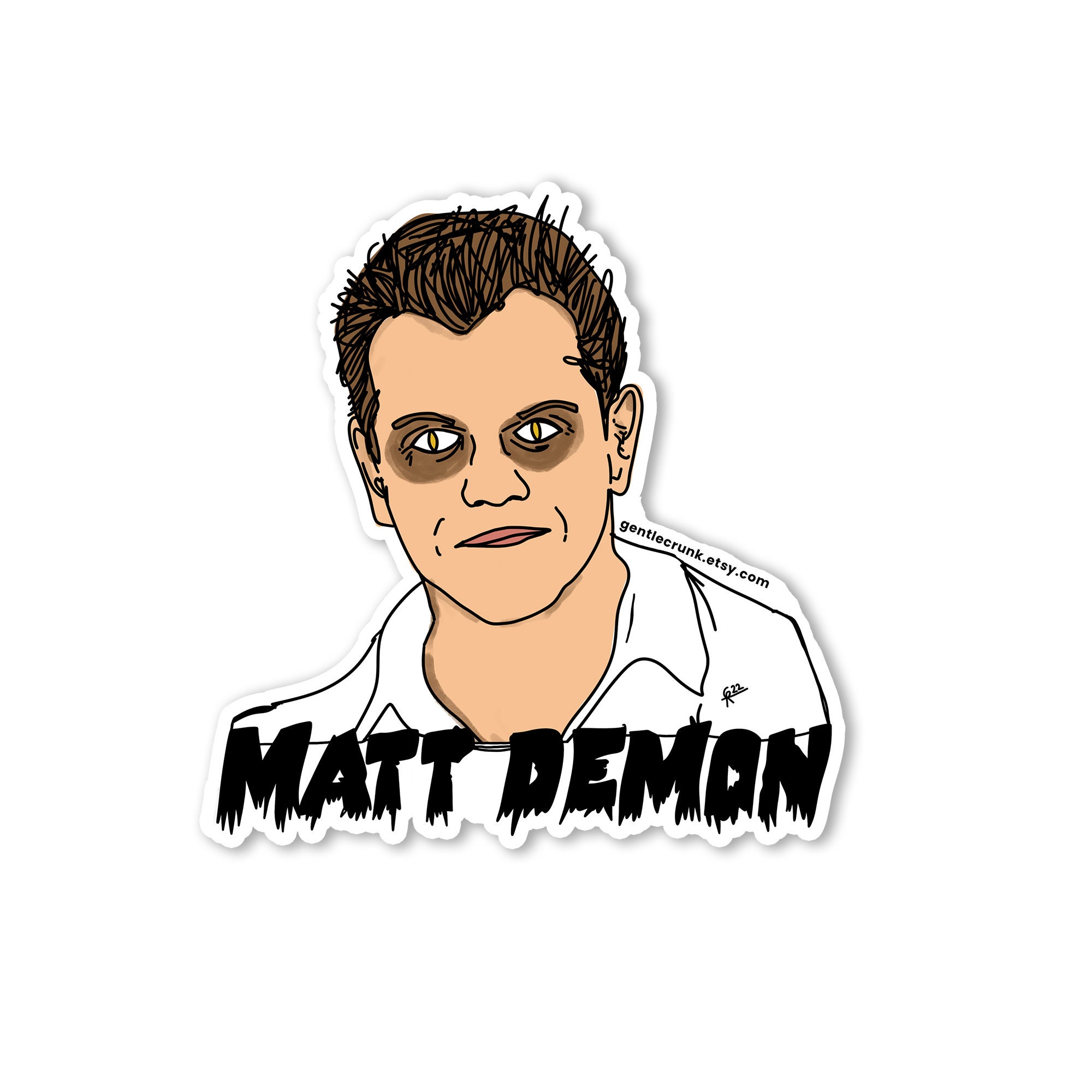 Matt DEMON, Matt Damon as a Demon Funny Sticker, High Quality Vinyl ...