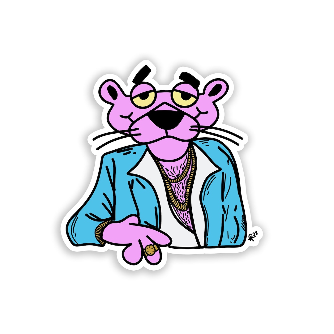 Disco Pink Panther Sticker - Retro Style Vinyl Decal - Funky Cartoon ...