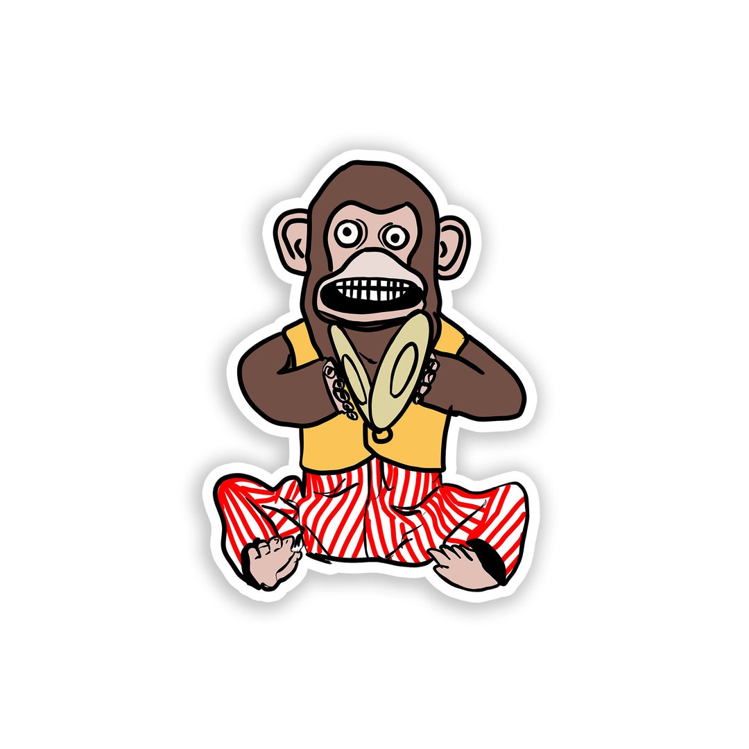 Monkey Shines Horror Sticker - Creepy Cymbal Monkey Toy Vinyl Decal ...