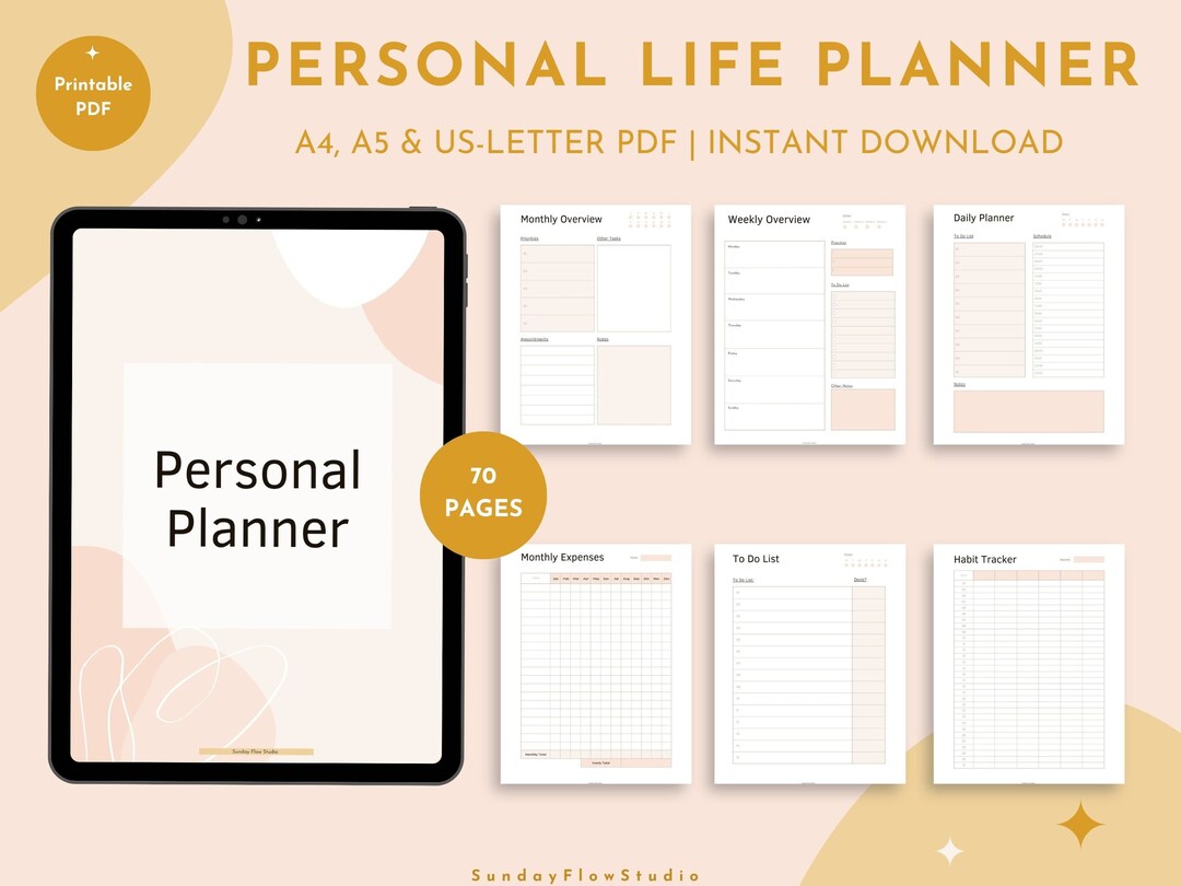Personal Life Planner Printable, Life Goals Planner, Monthly,weekly ...