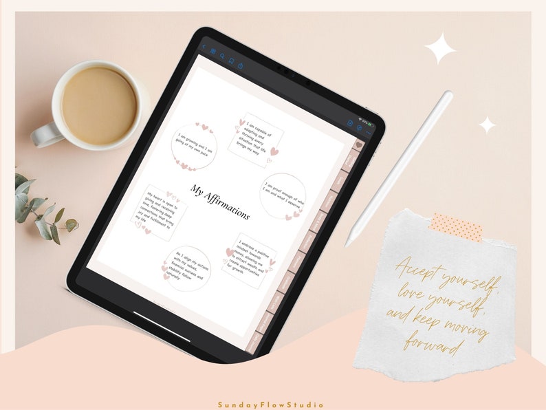 Aesthetic Pink Boho Self Care Digital Journal for Goodnotes and Self ...