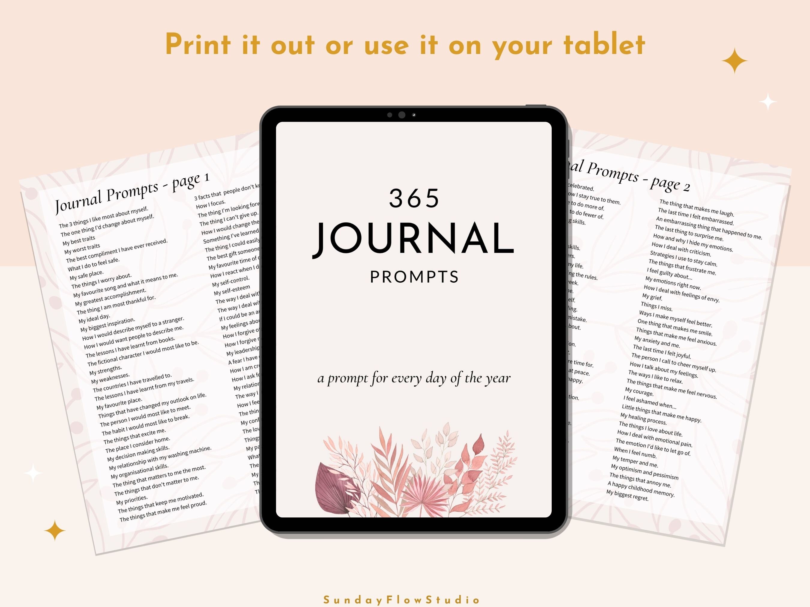 Journal Prompts Printable Pdf, Daily Journal Questions, Self Reflection ...