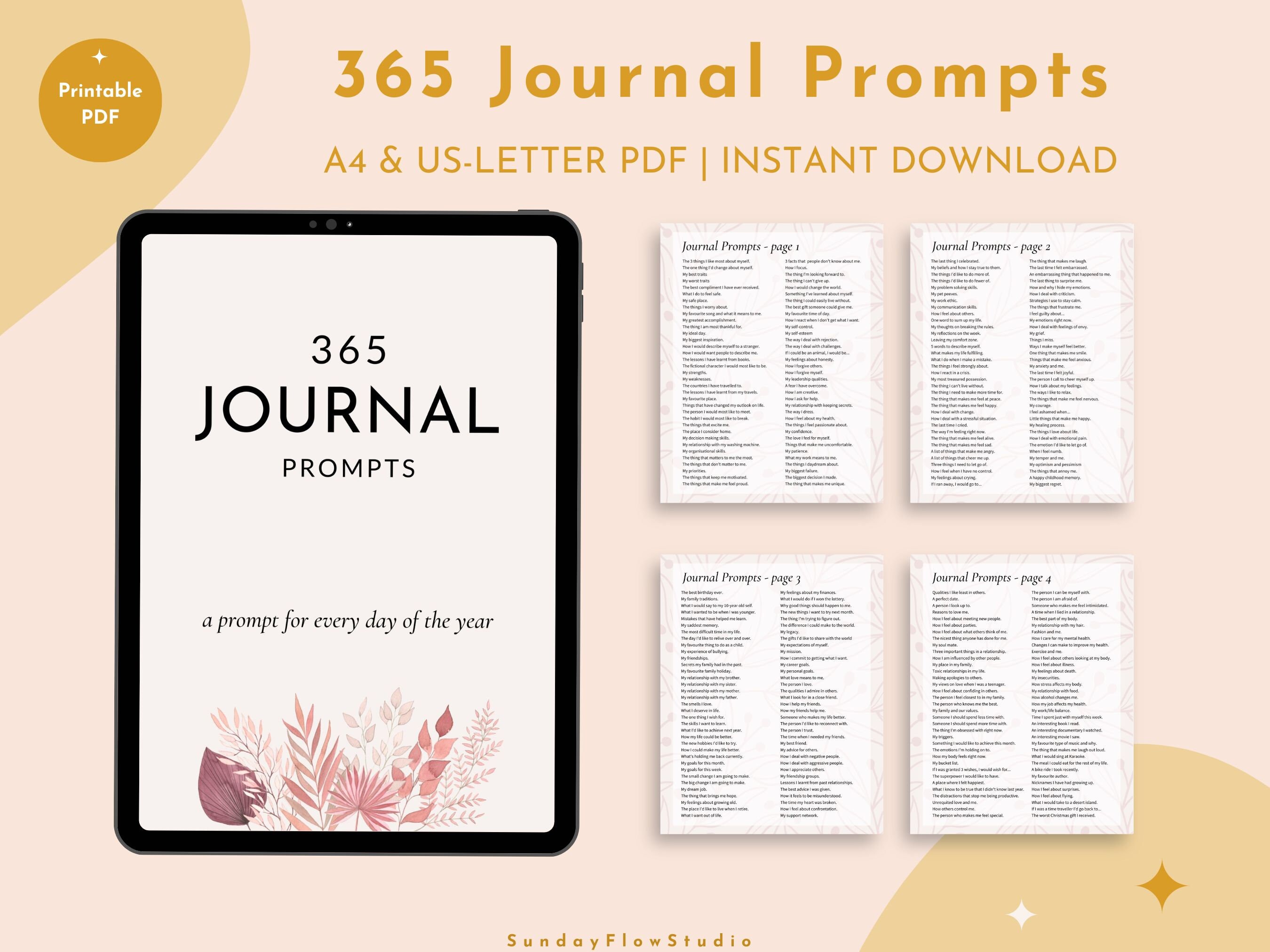 Journal Prompts Printable Pdf, Daily Journal Questions, Self Reflection ...