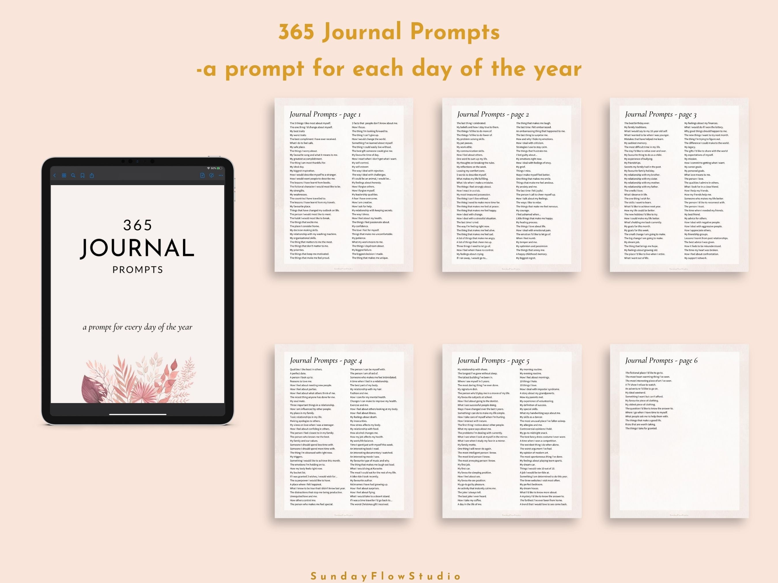 Journal Prompts Printable Pdf, Daily Journal Questions, Self Reflection ...