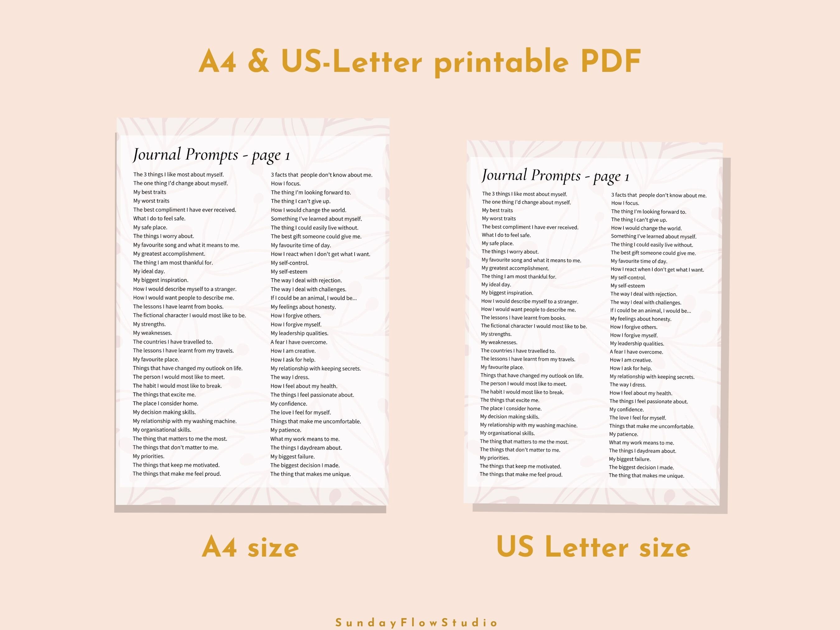 Journal Prompts Printable Pdf, Daily Journal Questions, Self Reflection ...