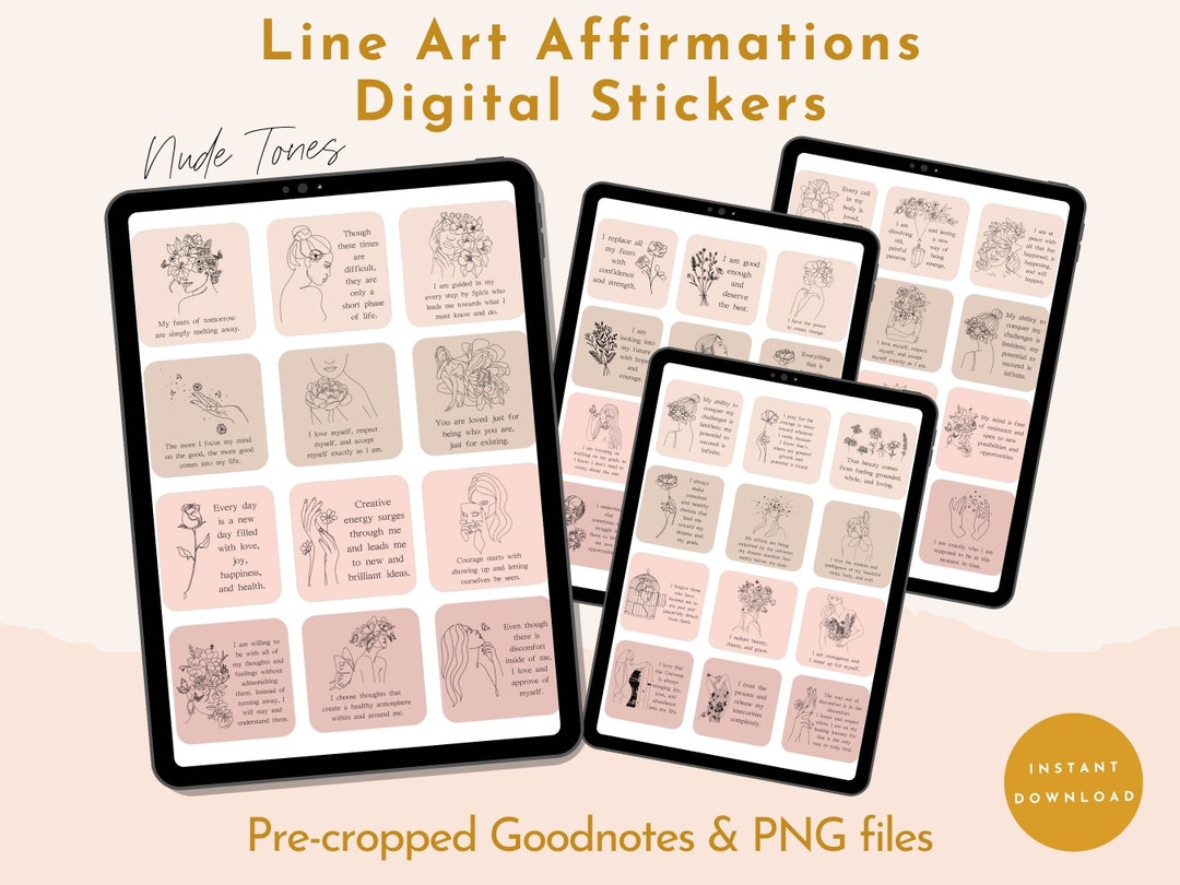 Daily Affirmations Digital Stickers for Digital Planners and Journals ...