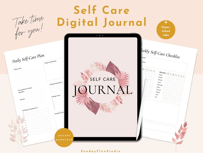 Aesthetic Pink Boho Self Care Digital Journal for Goodnotes and Self ...