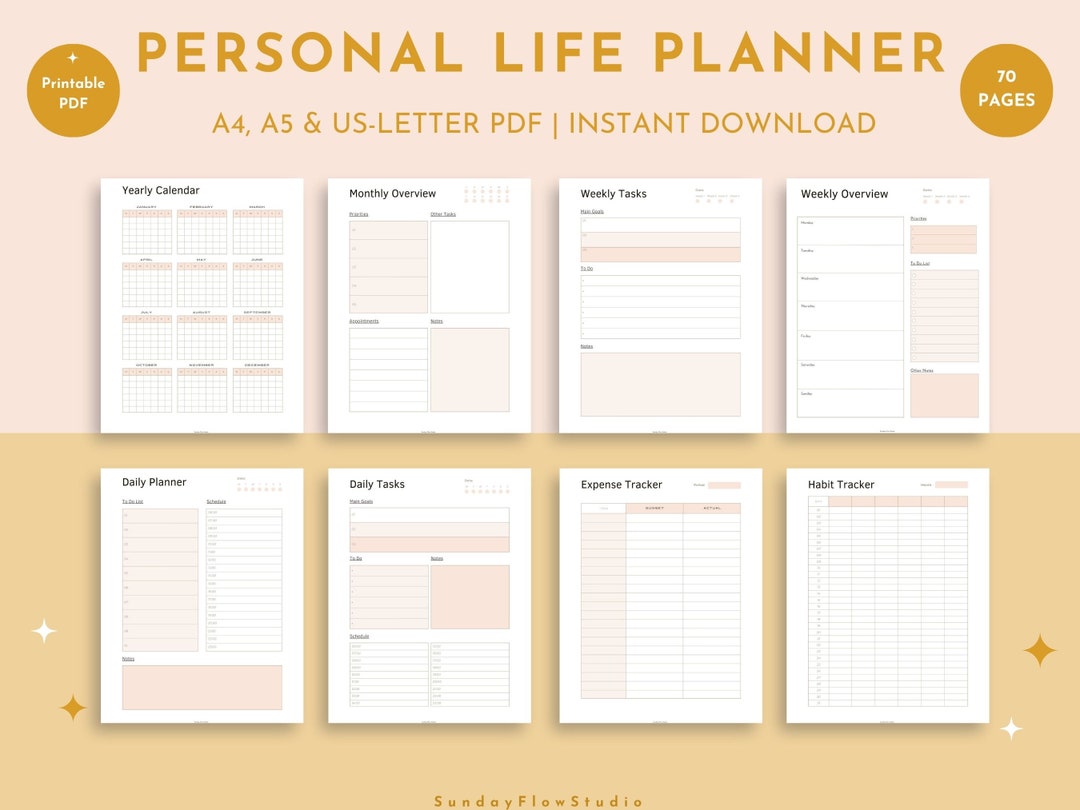 Personal Life Planner Printable, Life Goals Planner, Monthly,weekly ...
