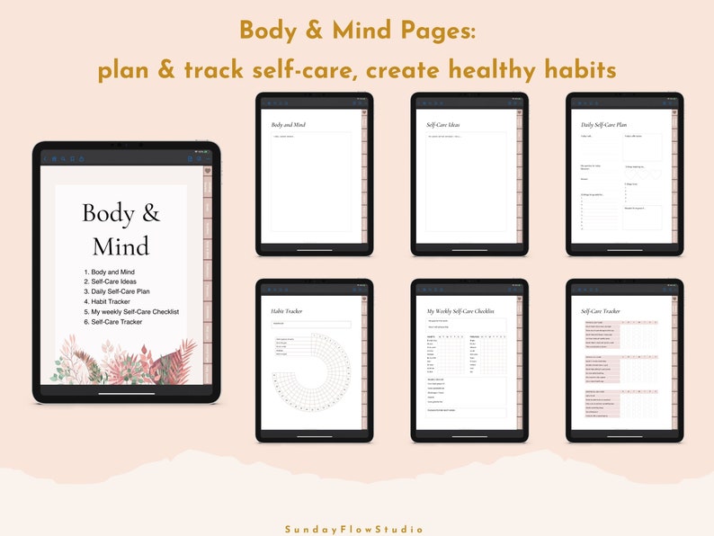 Aesthetic Pink Boho Self Care Digital Journal for Goodnotes and Self ...