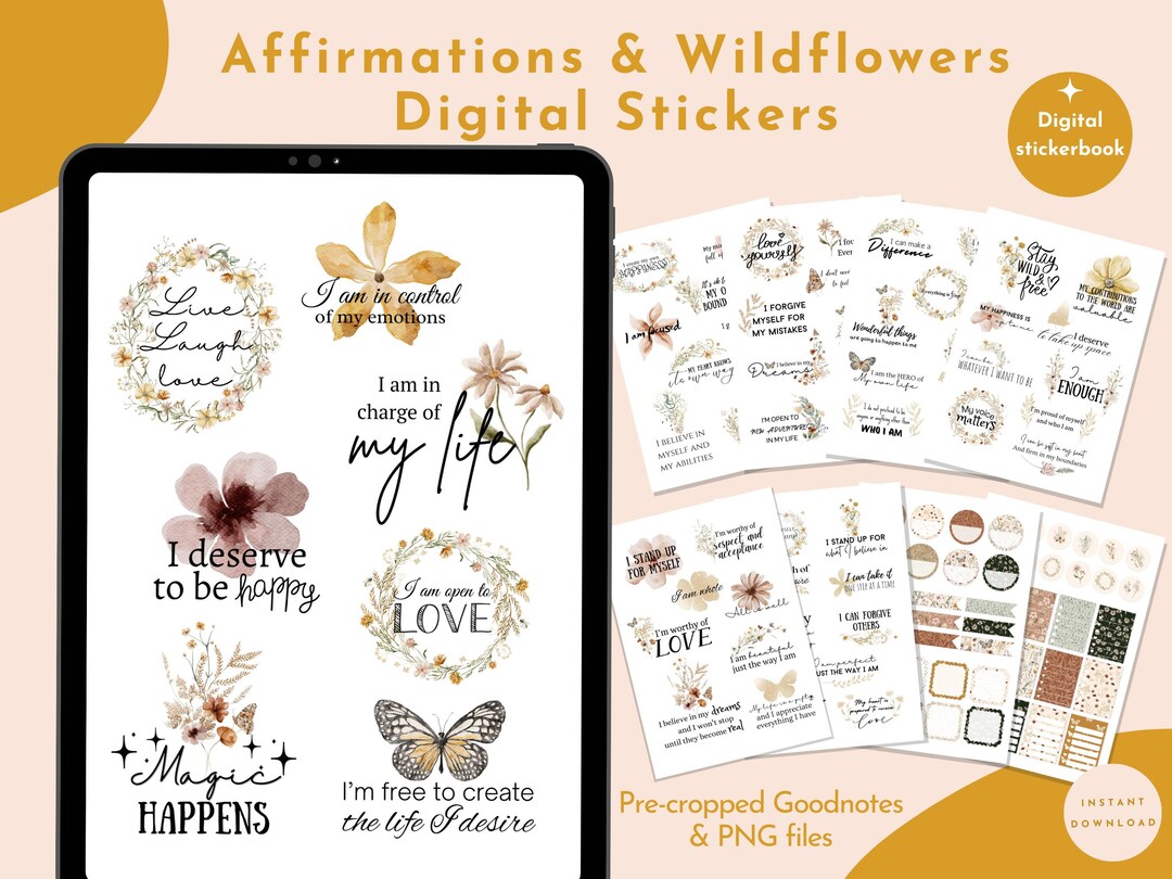 Affirmations Digital Stickers, Daily Affirmations Goodnotes Stickers ...