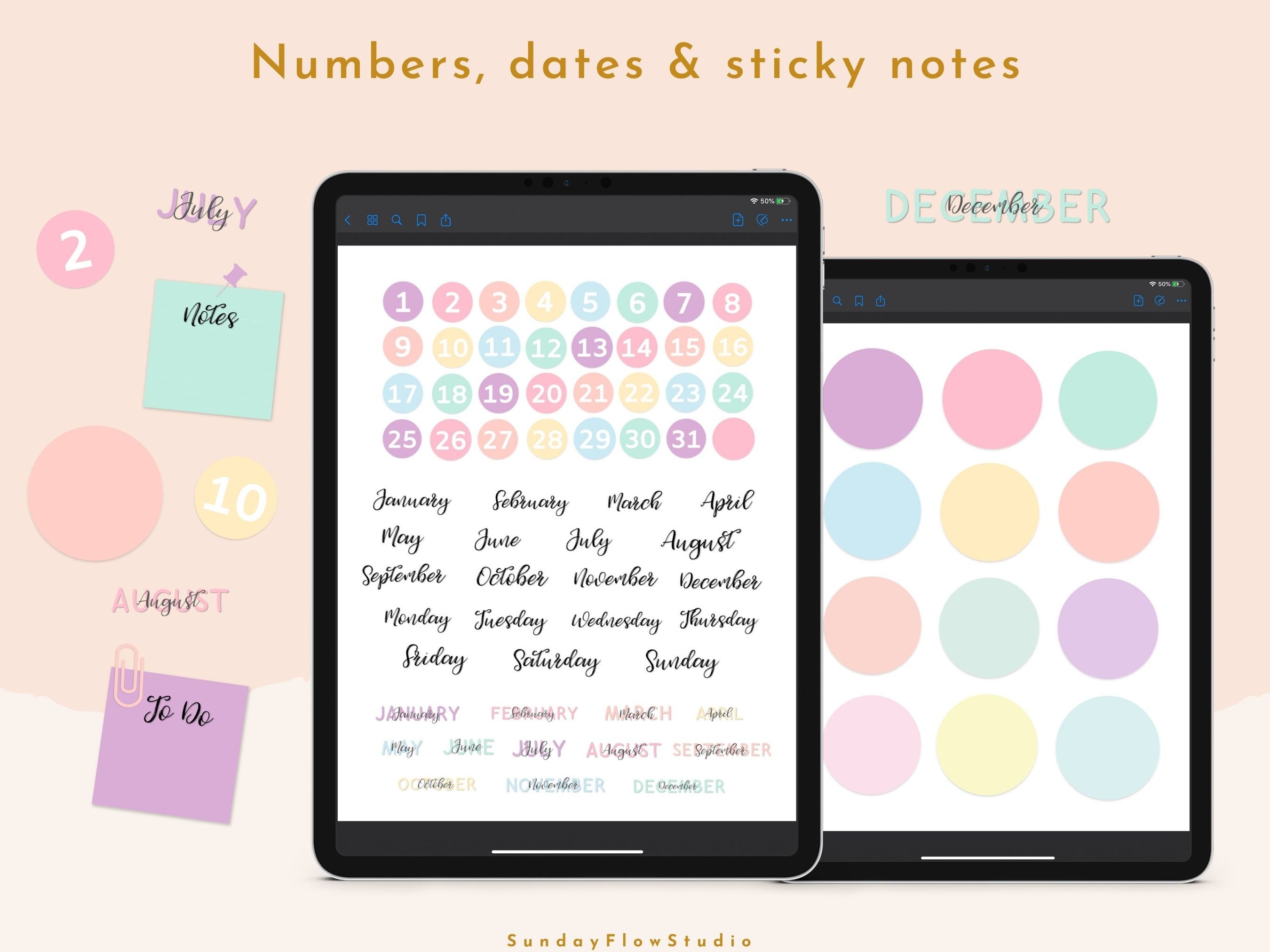 Pastel Digital Stickers, Goodnotes Stickers, Pastel Planner Stickers ...