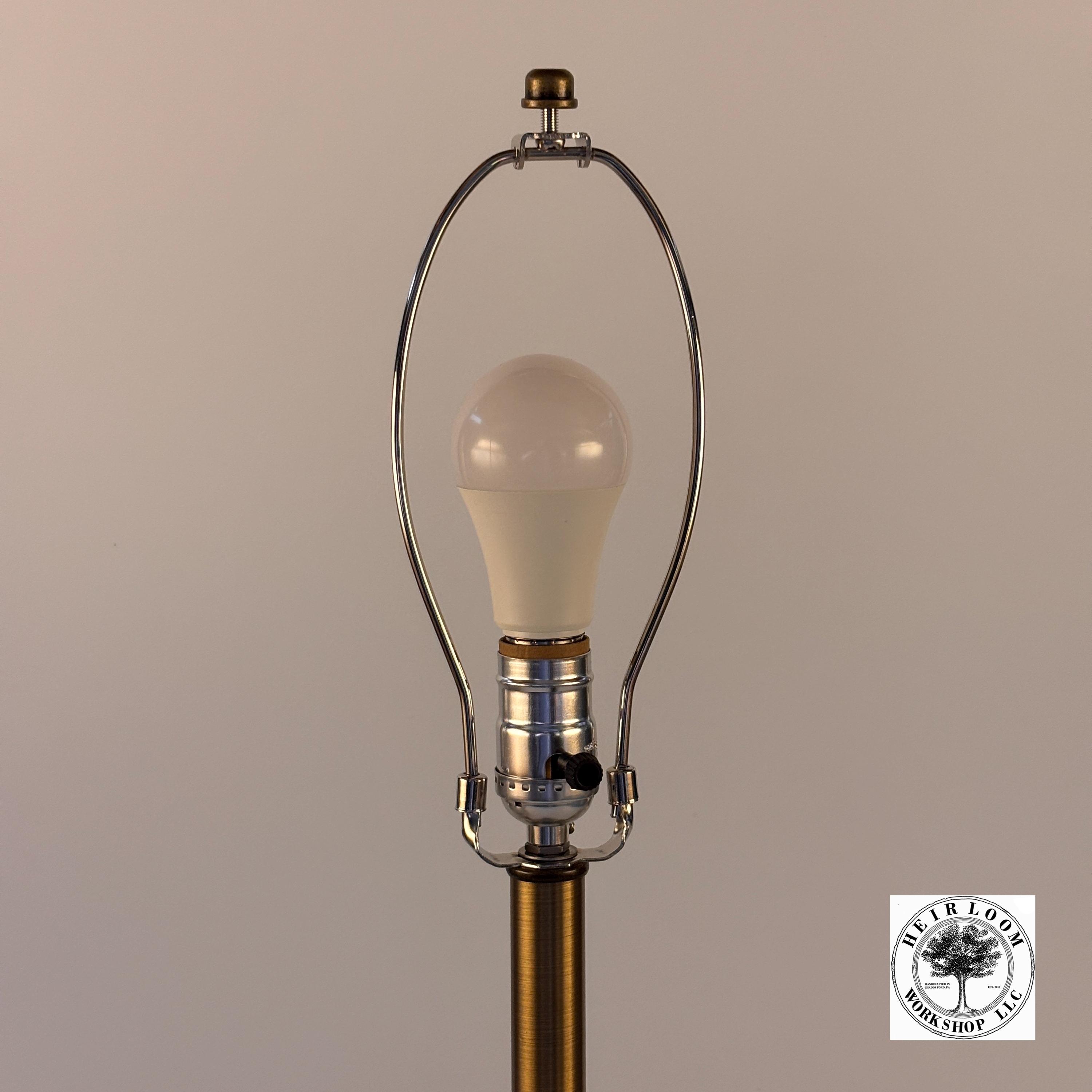 Handmade Walnut Table Lamp: Curvy Bell Base, Brass, Taper Shade, 29 ...
