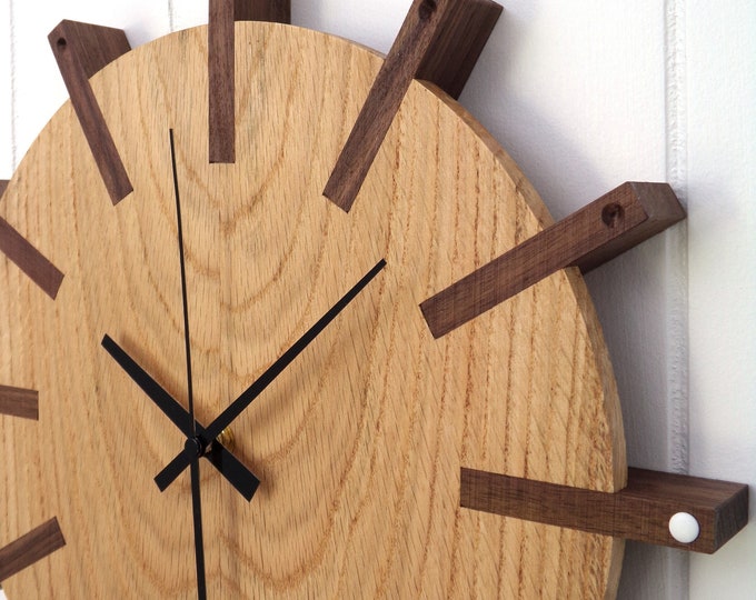 Round Hardwood Wall Clock, 13.5” Diameter, 3 Styles – Oak Dial With ...
