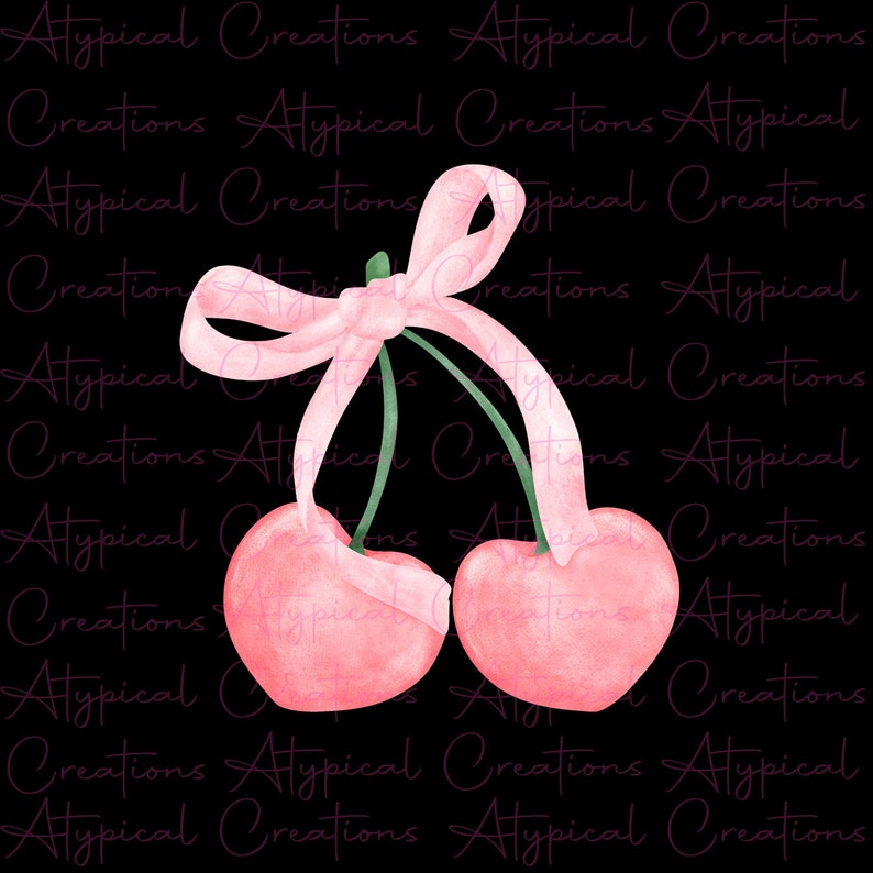 Pink Cherry Bow PNG - Etsy