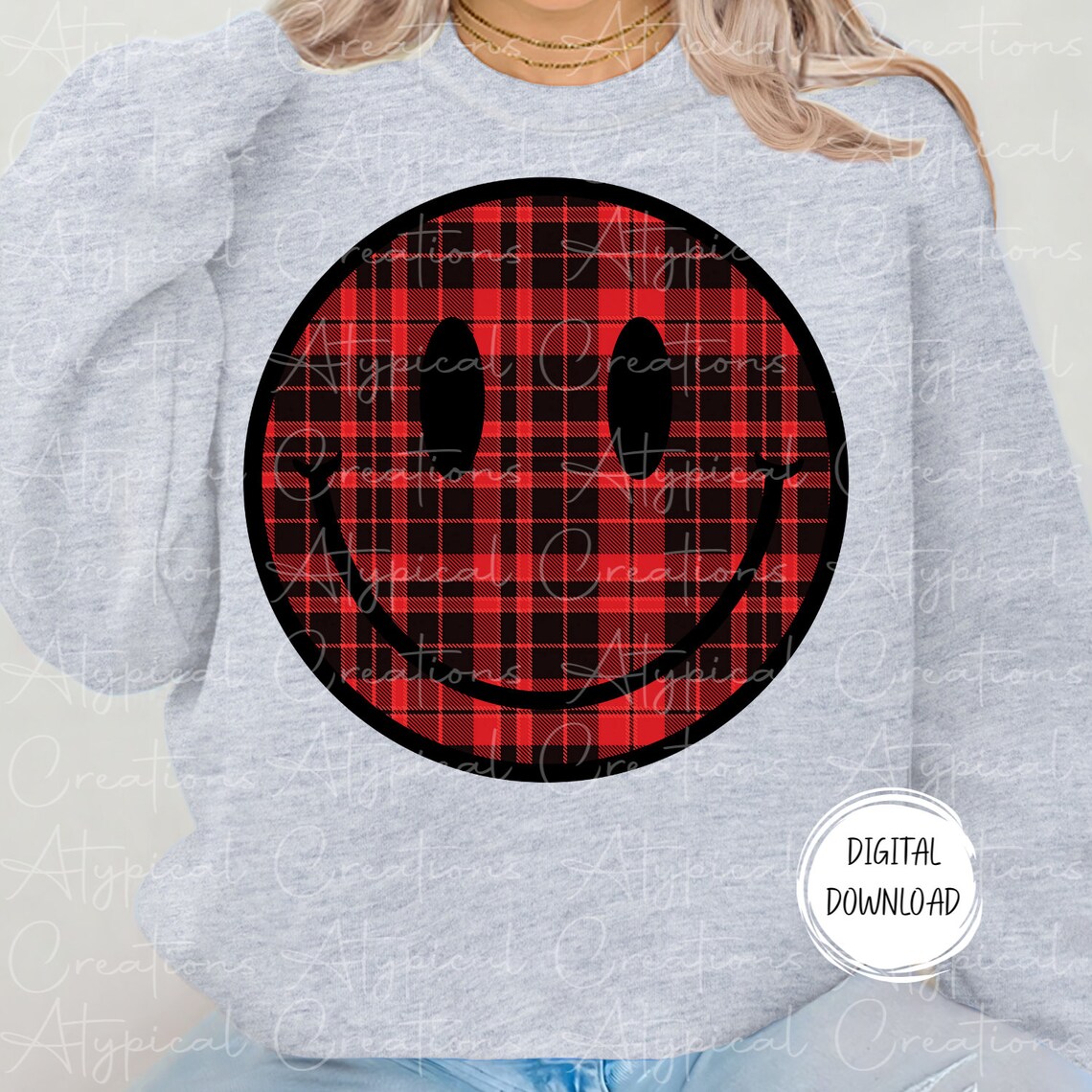 Red and Black Plaid Smiley Face PNG Christmas Holiday - Etsy