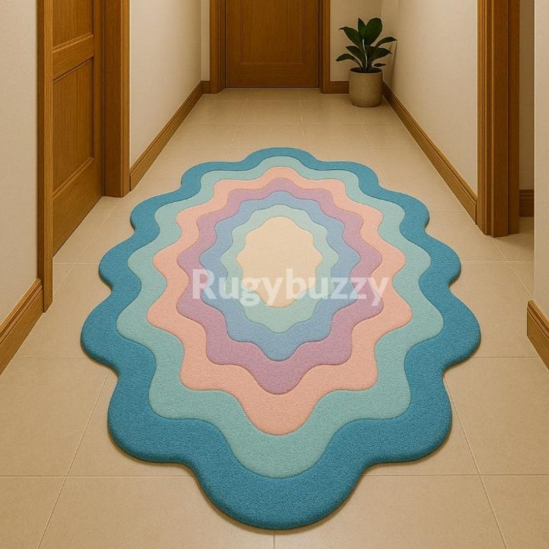 Retro Pastel Blob Rug – Wavy Soft Area Carpet, Funky Decor - Etsy