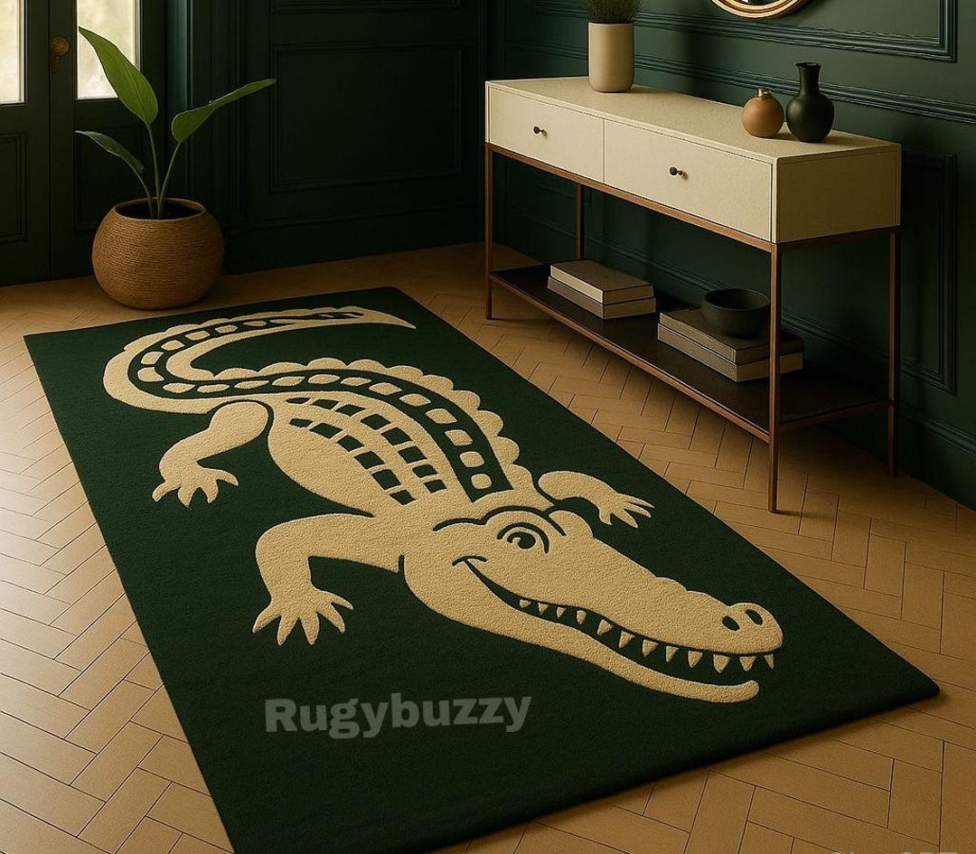 Hand Tufted Alligator Rug | Custom Animal Rug | Crocodile Carpet ...