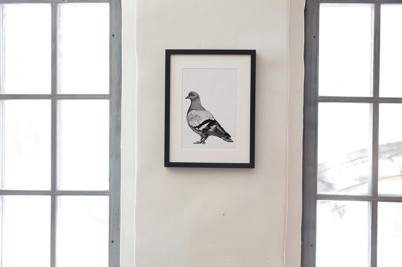 Pigeon - Pointillism, Bird Art, Dot Art, Stippling, A5 Print ...