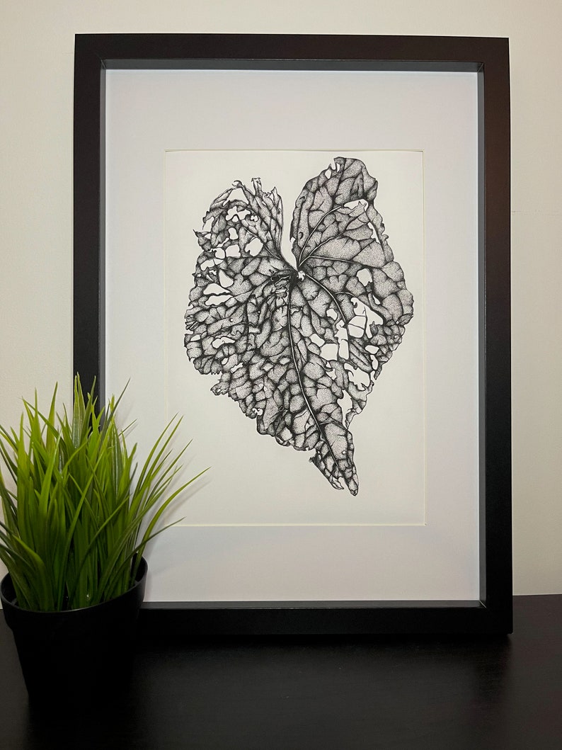 Garden Leaf Heart Illustration, Dot Work, Stippling, A4 Prints - Etsy