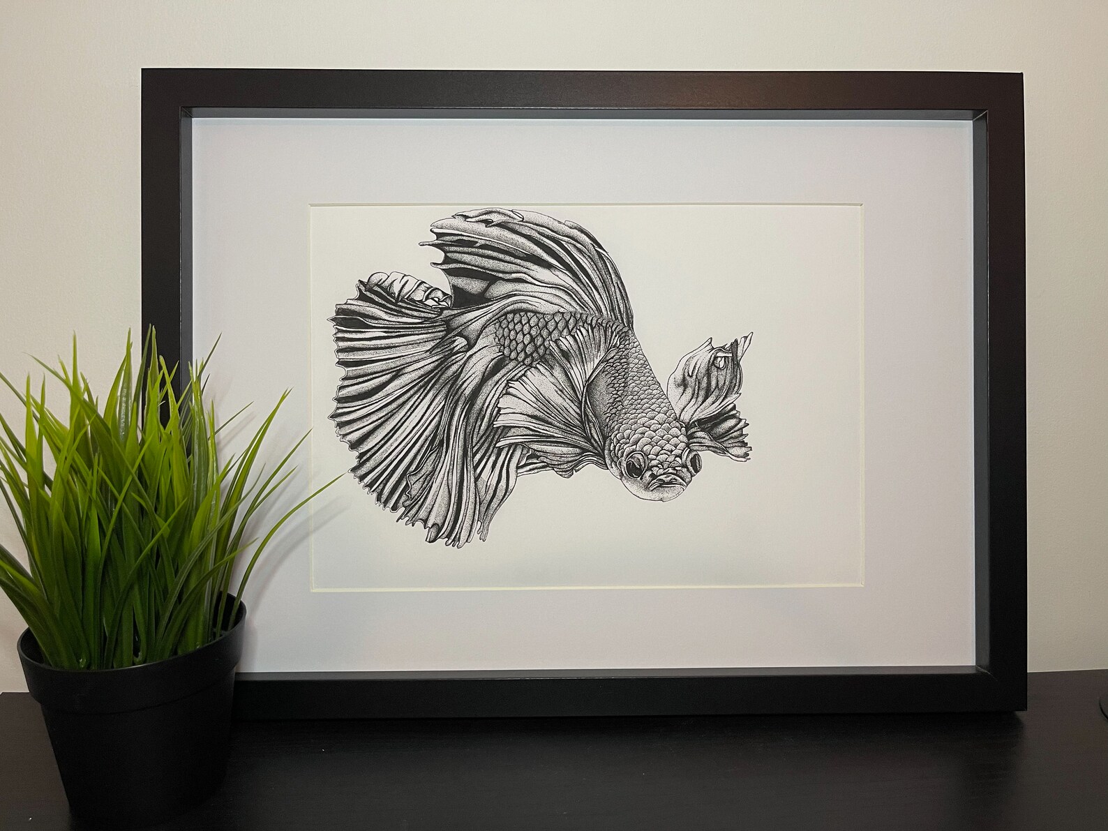 Siamese Fighting/betta Fish - Pointillism, Illustration, Dot Work ...