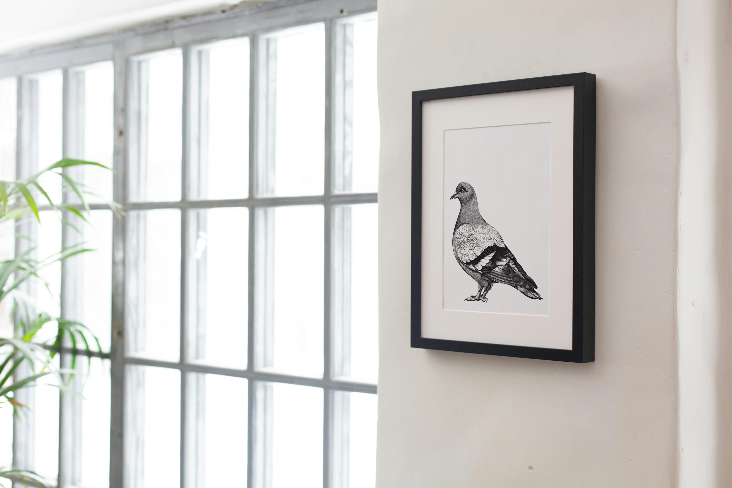 Pigeon - Pointillism, Bird Art, Dot Art, Stippling, A5 Print ...
