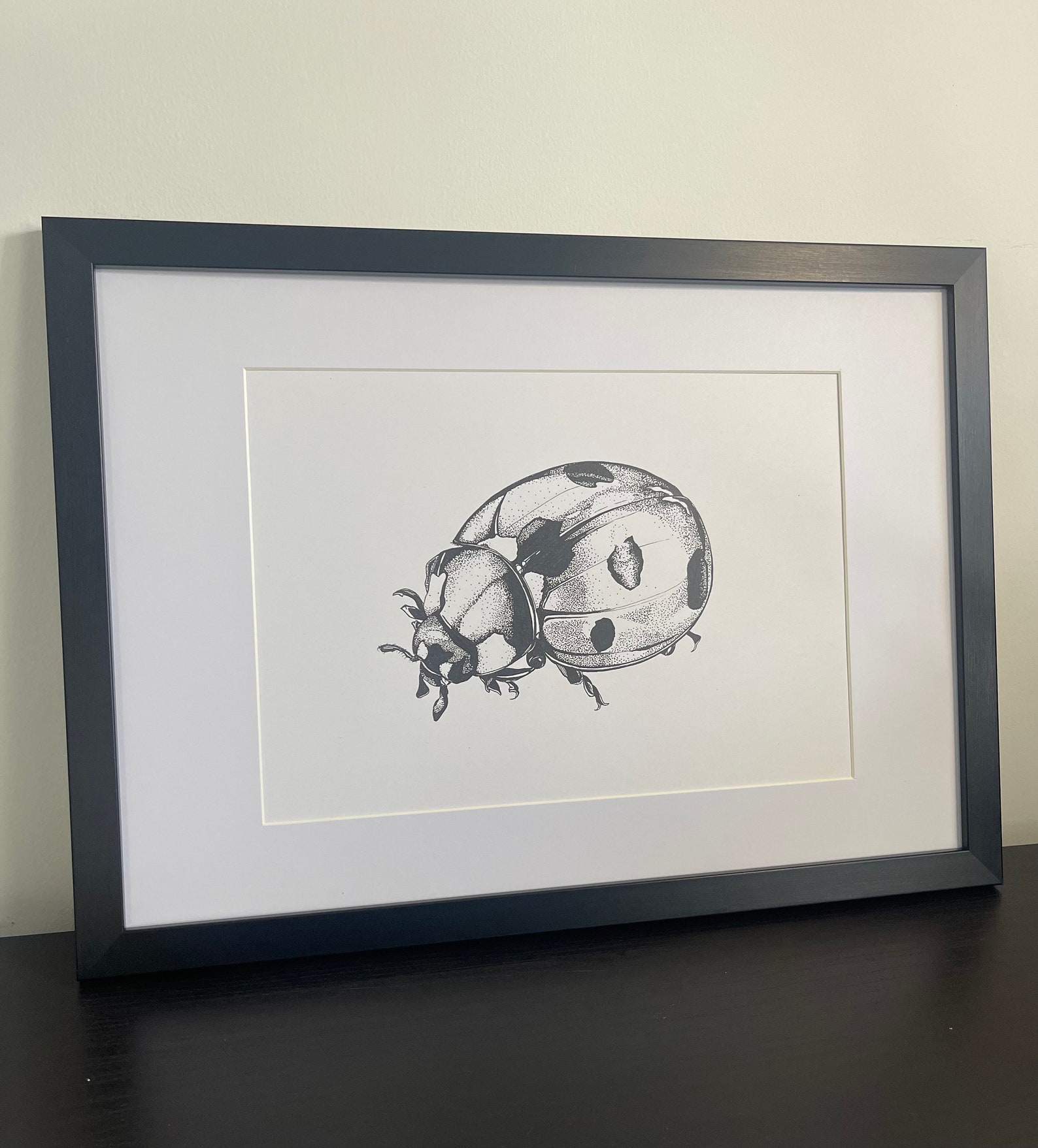 Little Ladybird - Illustration, Dot Art, Stippling, Pointillism, A4 ...