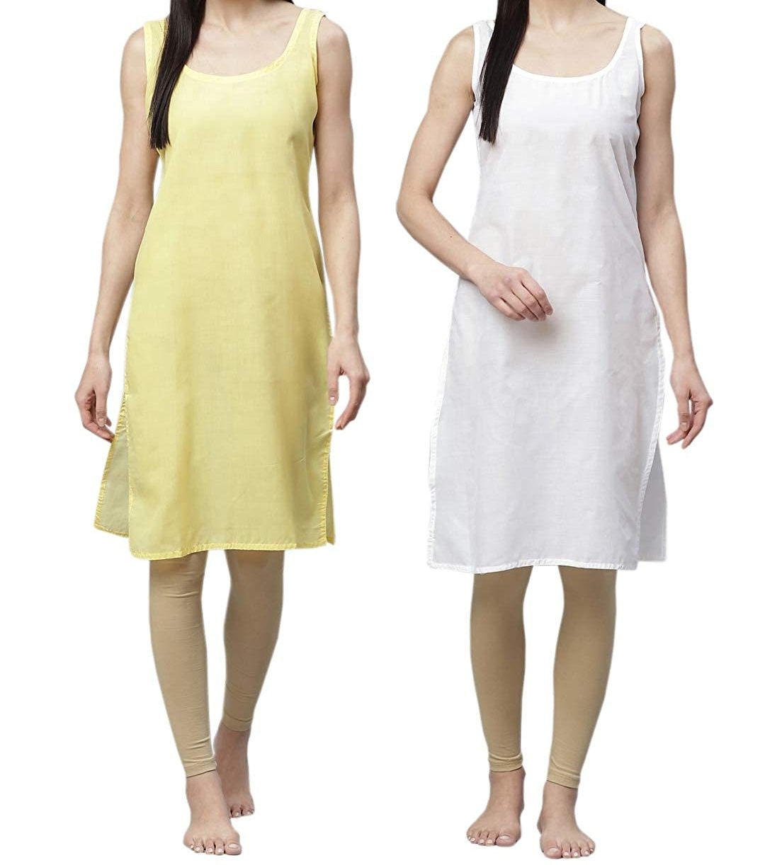 Summer Long Kurti Slip, Sheer Kurti Slips Women Cotton, Pack of 2 Light ...