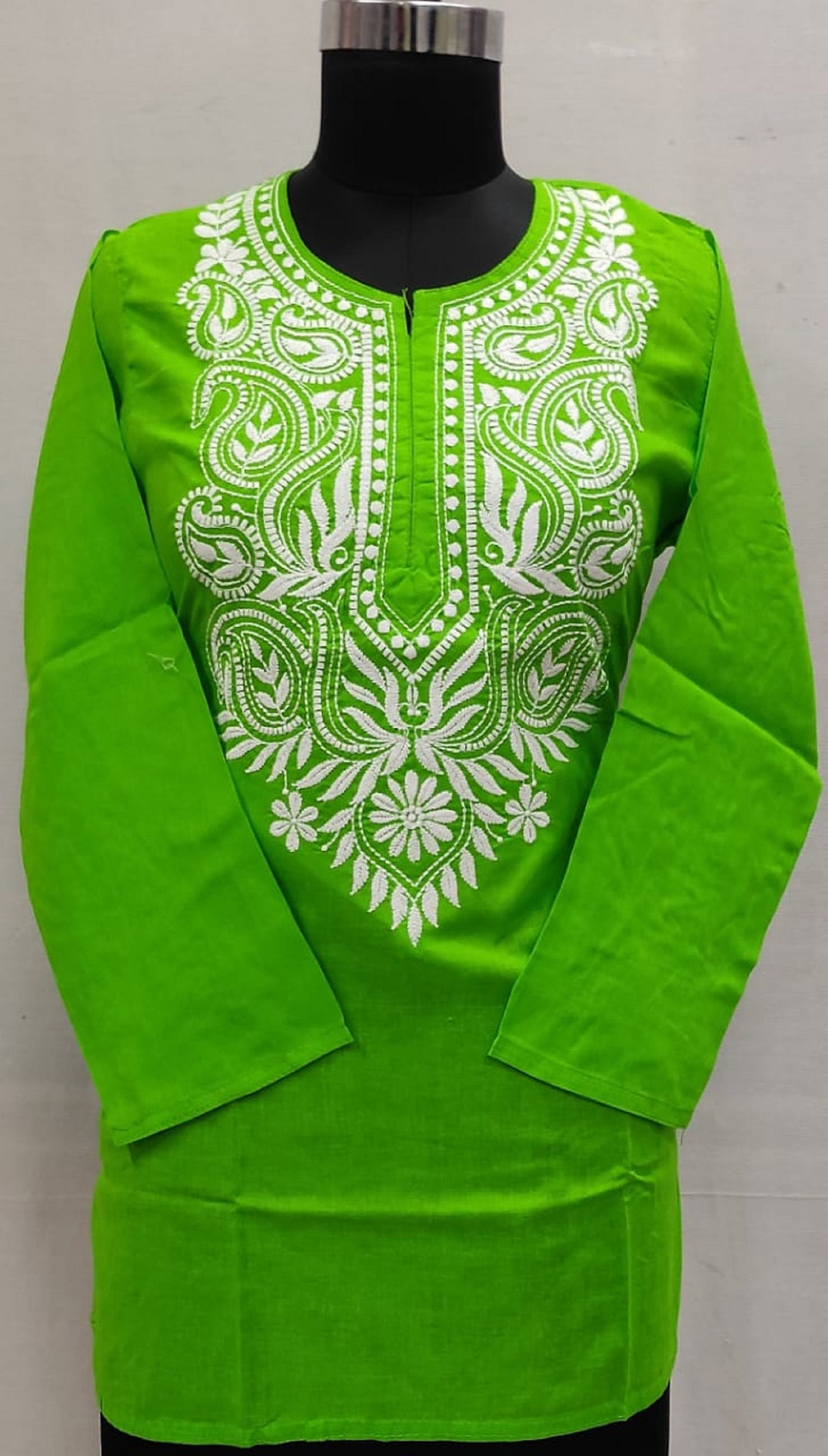 Chikankari Short Kurta Green Short Kurti Top for Women - Etsy