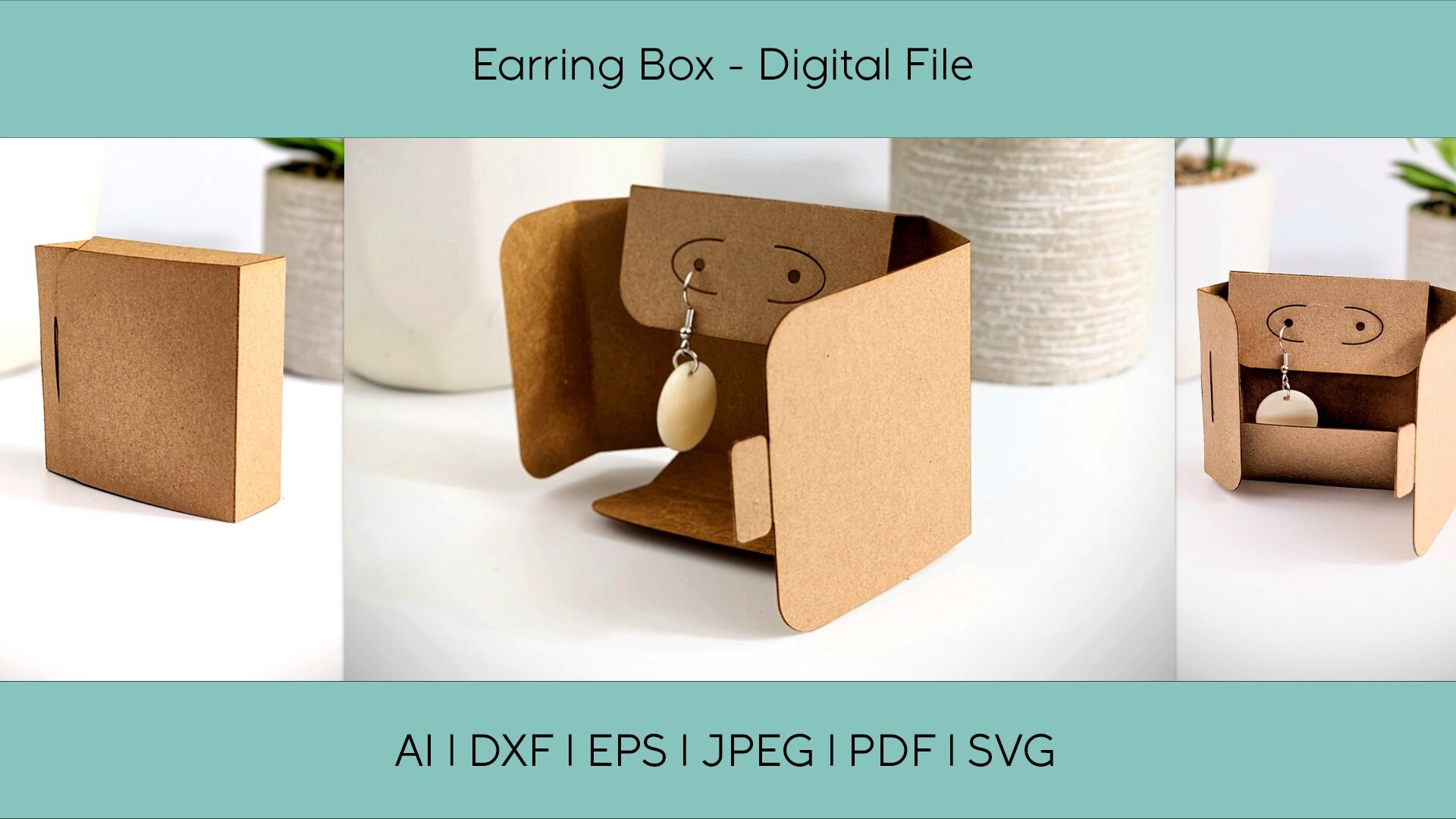 Earring Box Template // No Glue Box // Digital File SVG // - Etsy