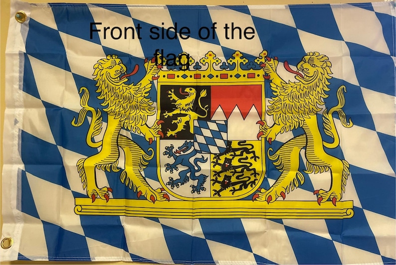 Bavarian State Flag of Germany: Crest & Lions, Brass Grommets - Etsy
