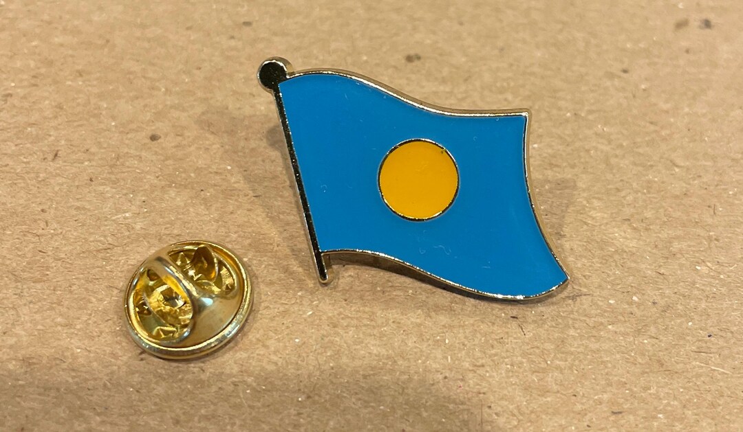 Belau Palau National Country Flag Pin Hand Stamped and Baked Finished ...